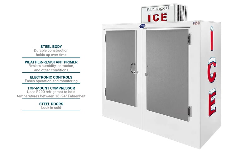 Leer L060UCSP 73" Outdoor Ice Merchandiser w/ (155) 10 lb Bag Capacity ...