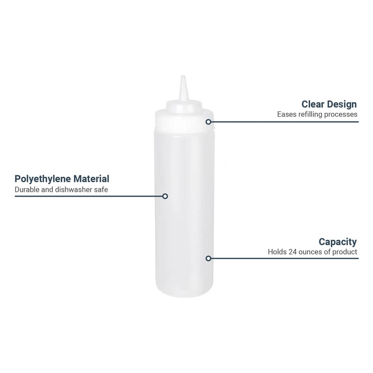 smalls 24 oz Squeeze Bottle w/ Natural Cone Tip, Polyethylene, Clear ...