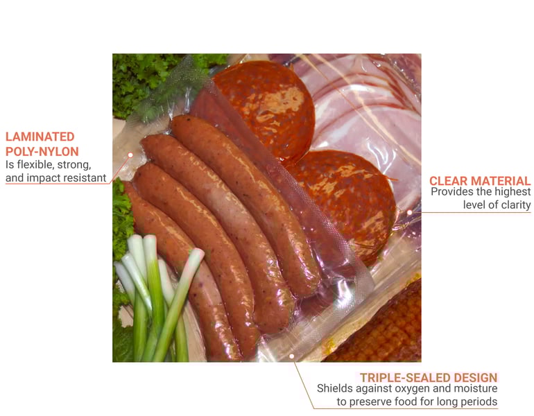 LK Packaging Laminated Vacuum Seal Bags - 10" x 2 1/2", Poly Nylon ...