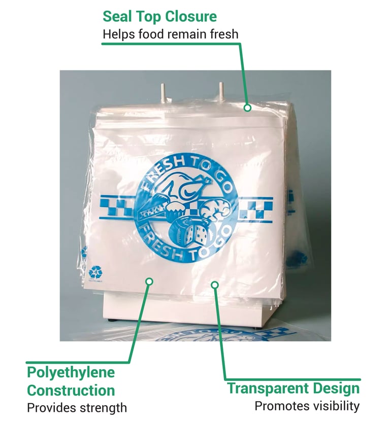 LK Packaging Printed Seal-Top Deli Bags - 8" x 10", Polyethylene (DP108)