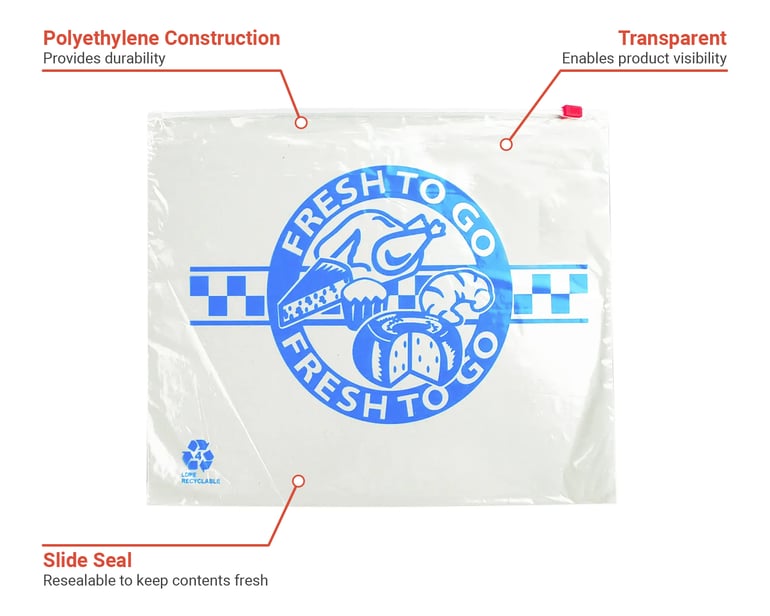 LK Packaging Slide Seal Printed Deli Bag - 8" x 10", Poly (FSL108PPP)