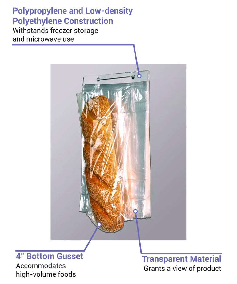 LK Packaging Bottom Gusset Food Storage Bag w/ Wicket Dispenser - 14" x ...