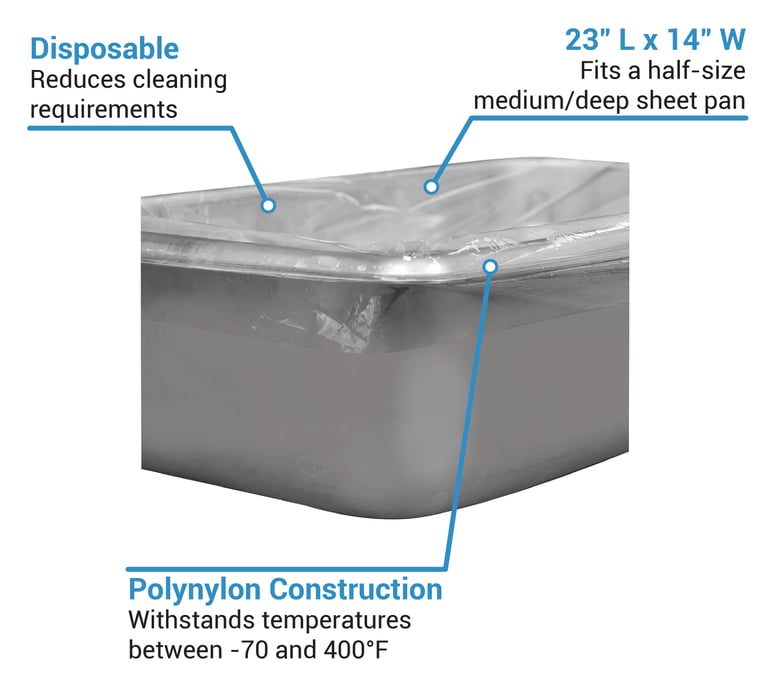 LK Packaging Pan Liners for Half-Size Medium & Deep Food Pans - 14" x ...