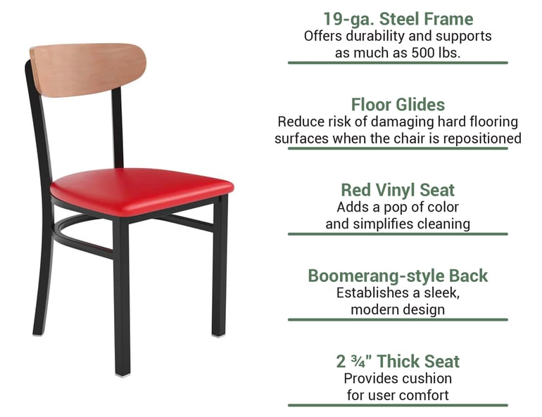 Flash Furniture XU-DG6V5RDV-NAT-GG Dining Chair w/ Solid Back & Red ...