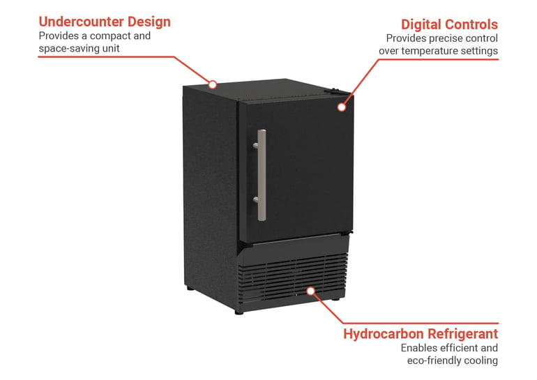 Marvel MACR214BS01B 14"W Crescent Cube Undercounter Ice Machine - 39 ...