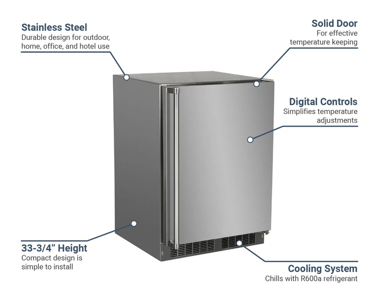 Marvel MOFZ224SS31A 24"W Undercounter Freezer w/ (1) Section & (1) Door ...