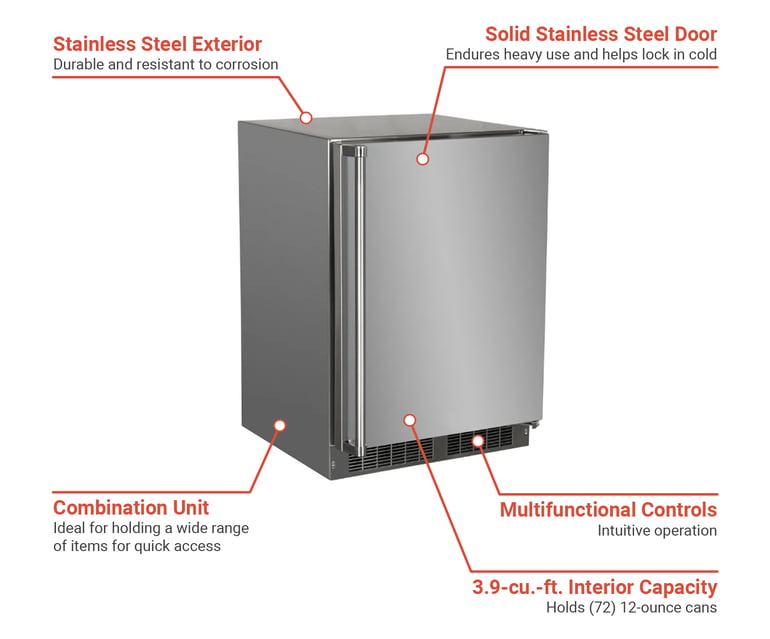 Marvel MORF224SS31A 24"W Undercounter Refrigerator Freezer w/ (1 ...