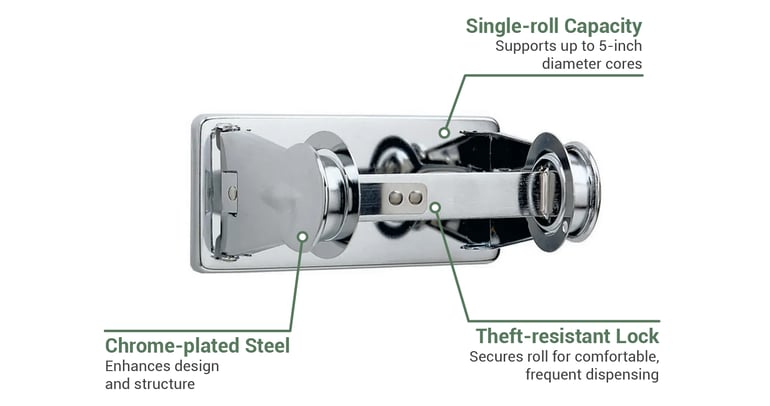 Gamco 22 Surface Mounted Single Roll Toilet Tissue Holder - Stainless ...