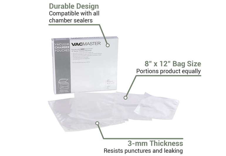 VacMaster 30723 3 mil Vacuum Chamber Seal Bags - 8" x 12"