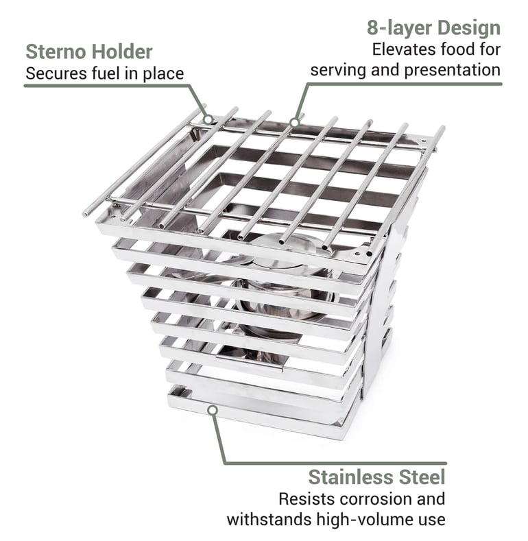 Eastern Tabletop 1715 10" Square Escalate Riser w/ Sterno Holder - 9"H ...