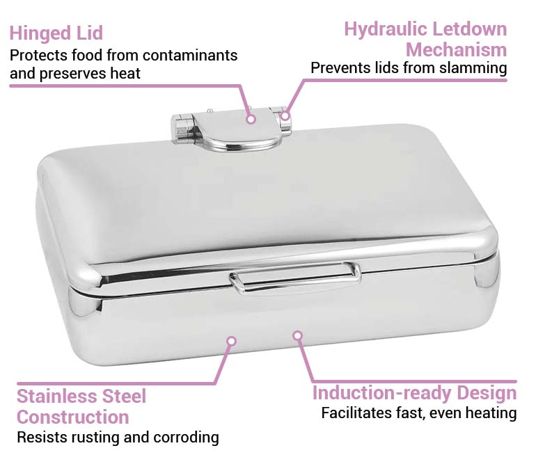 Eastern Tabletop 3995 8 qt Rectangular Induction Chafing Dish w/ Hinged ...