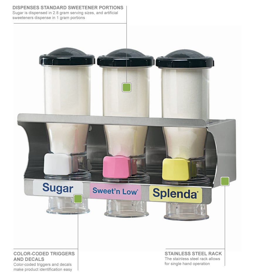 Server 80104 Wall-Mount Dry Product Station w/ Rack - (3) 14 oz Dispenser