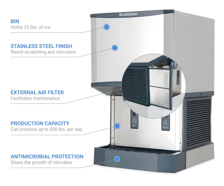 Scotsman HID525AW-1 500 lb Wall-Mount Nugget Ice & Water Dispenser - 25 ...
