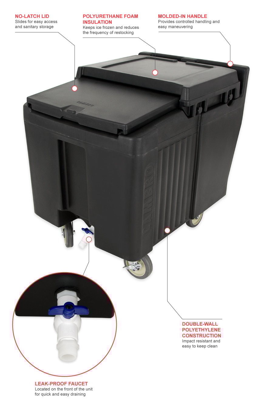 Cambro ICS125L110 125 lb Insulated Mobile Ice Caddy - Plastic, Black