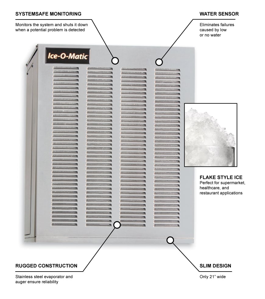Ice-O-Matic MFI0800A 21" Flake Ice Machine Head - 900 lb/24 hr, Air ...