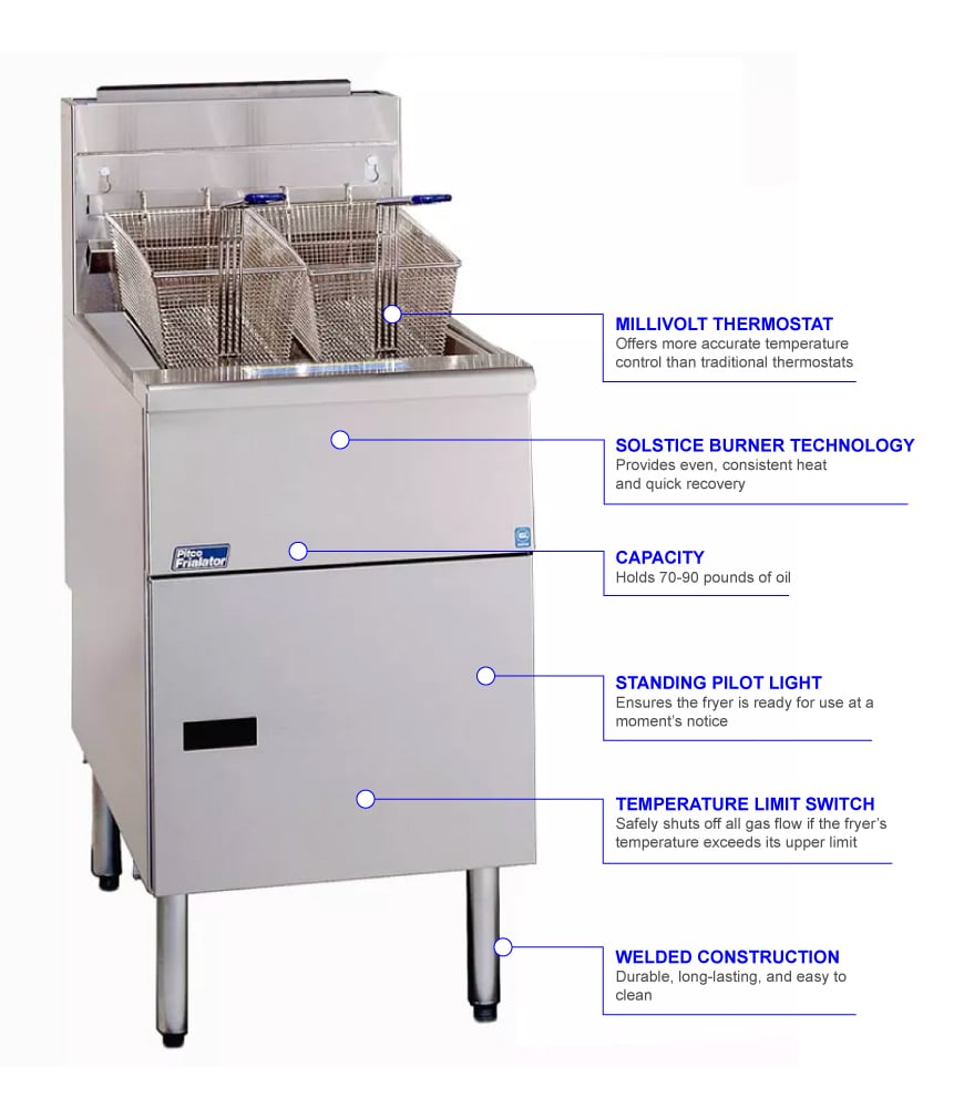 Pitco SG18-S Gas Fryer - (1) 90 lb Vat, Floor Model, Natural Gas