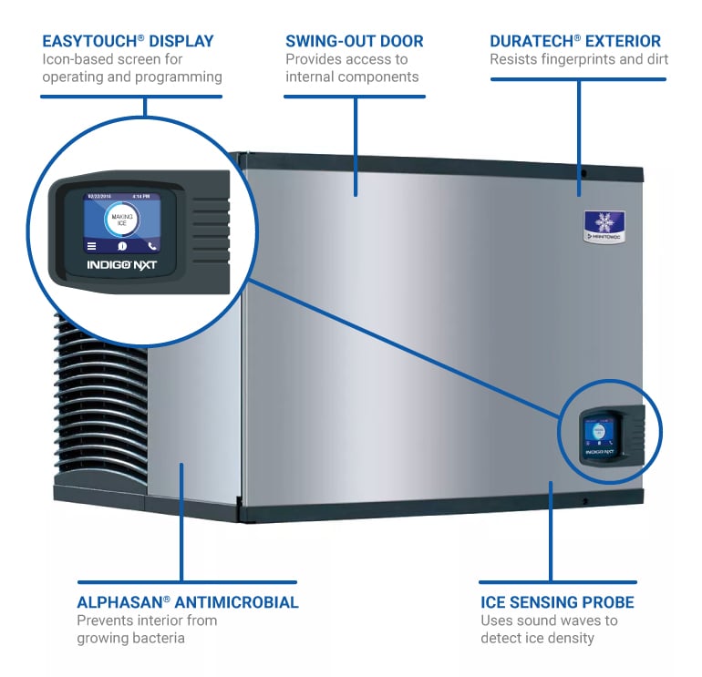 Manitowoc Ice IDT0500A 30" Indigo NXT™ Full Cube Ice Machine Head - 520 ...