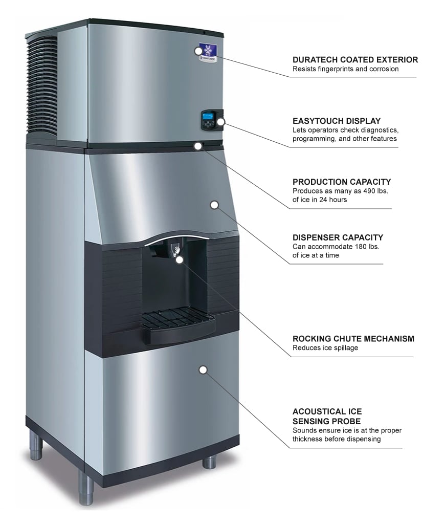 Manitowoc Ice IYT0450A/SPA310 490 lb Half Cube Ice Maker w/ Ice ...