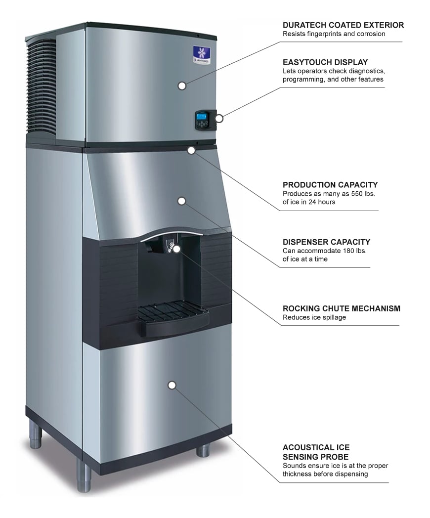 Manitowoc Ice IYT0500A/SFA291 550 lb Half Cube Ice Maker w/ Ice & Water ...