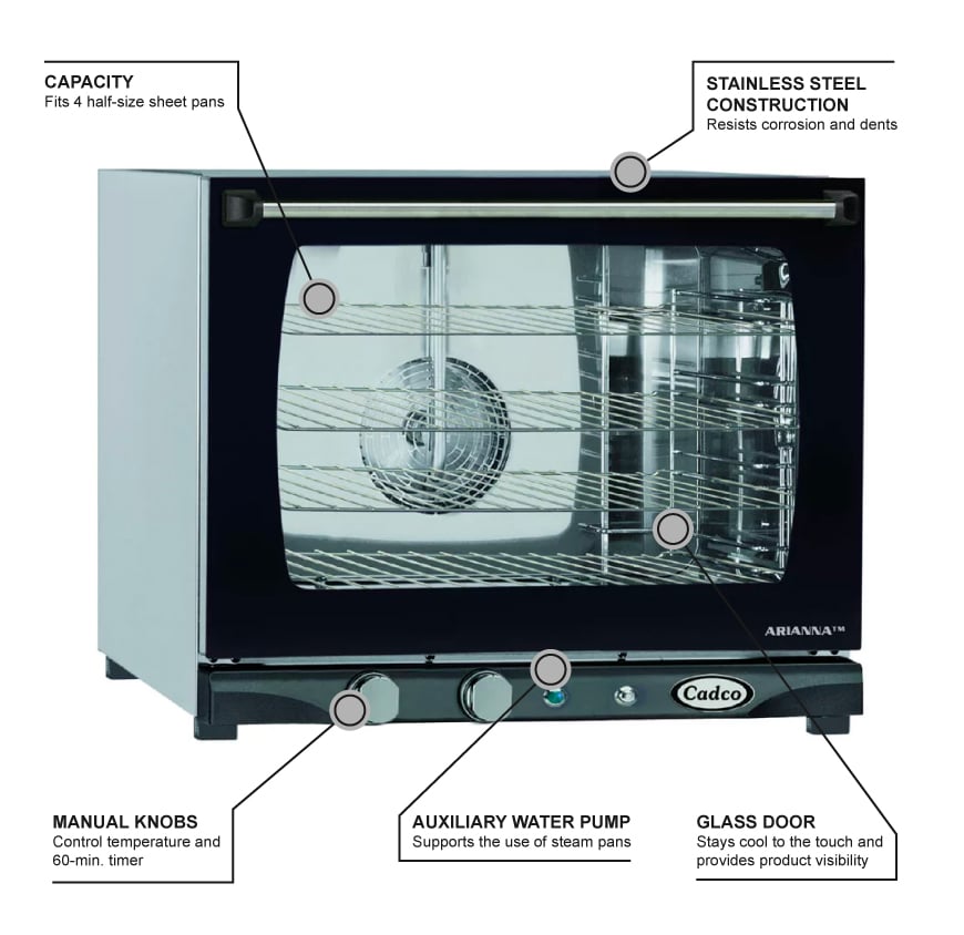 Cadco XAF-133 Half-Size Countertop Convection Oven, 208 240v/1ph