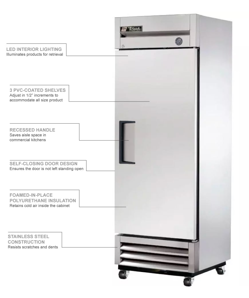 True T-19F-HC 27" One Section Reach-In Freezer w/ (1) Right Hinge Solid ...