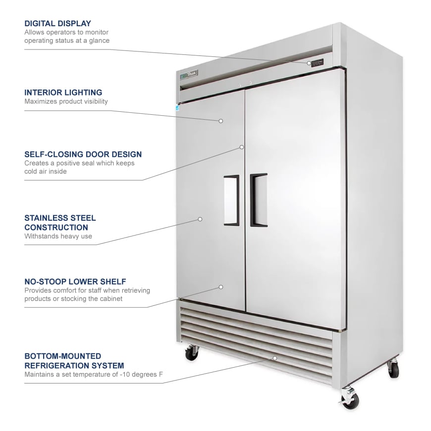 True TS-49F-HC 54" Two Section Reach-In Freezer, (2) Solid Doors, 115v