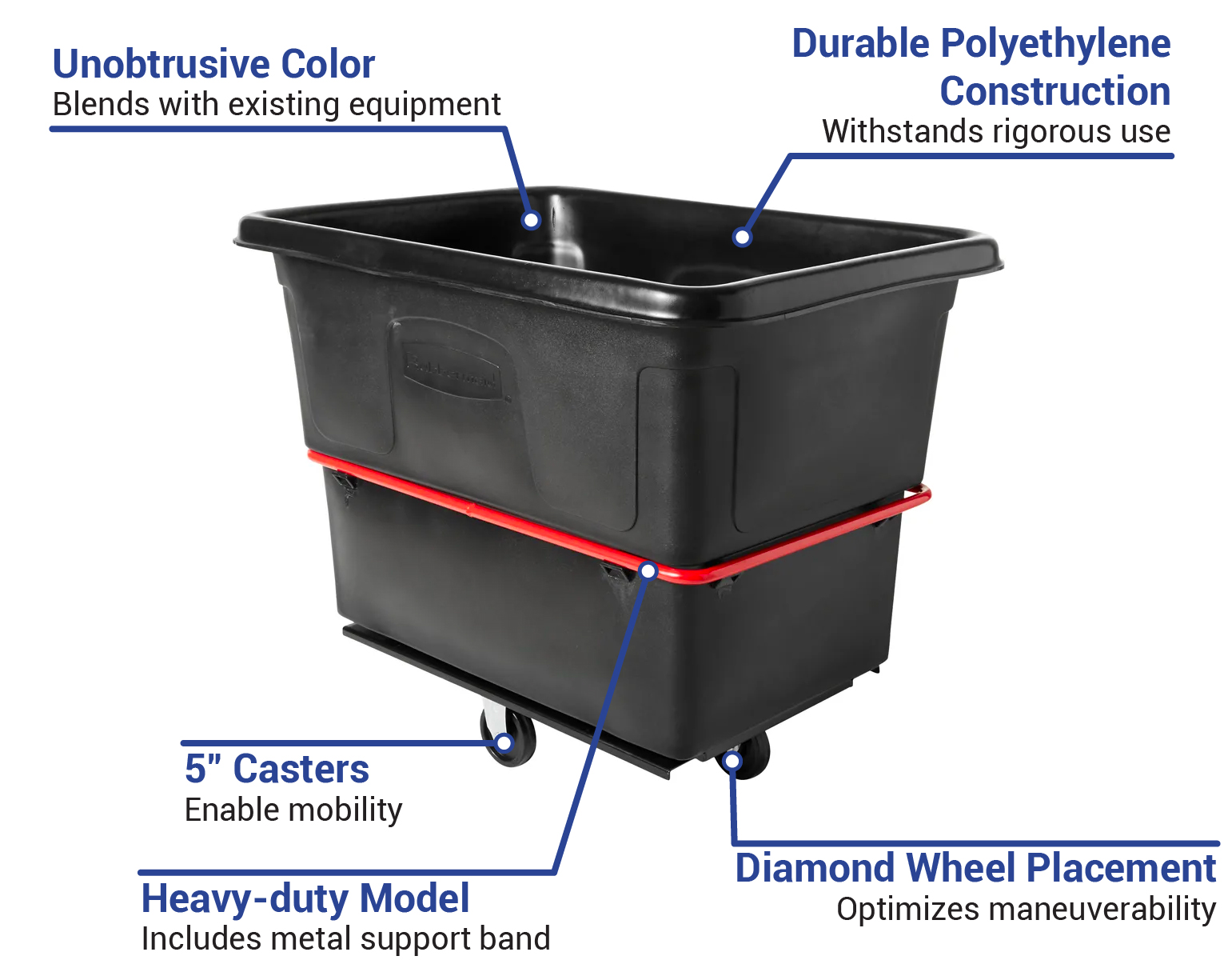 Rubbermaid FG472000 BLA Trash Cart w/ 1200 lb Capacity, Black