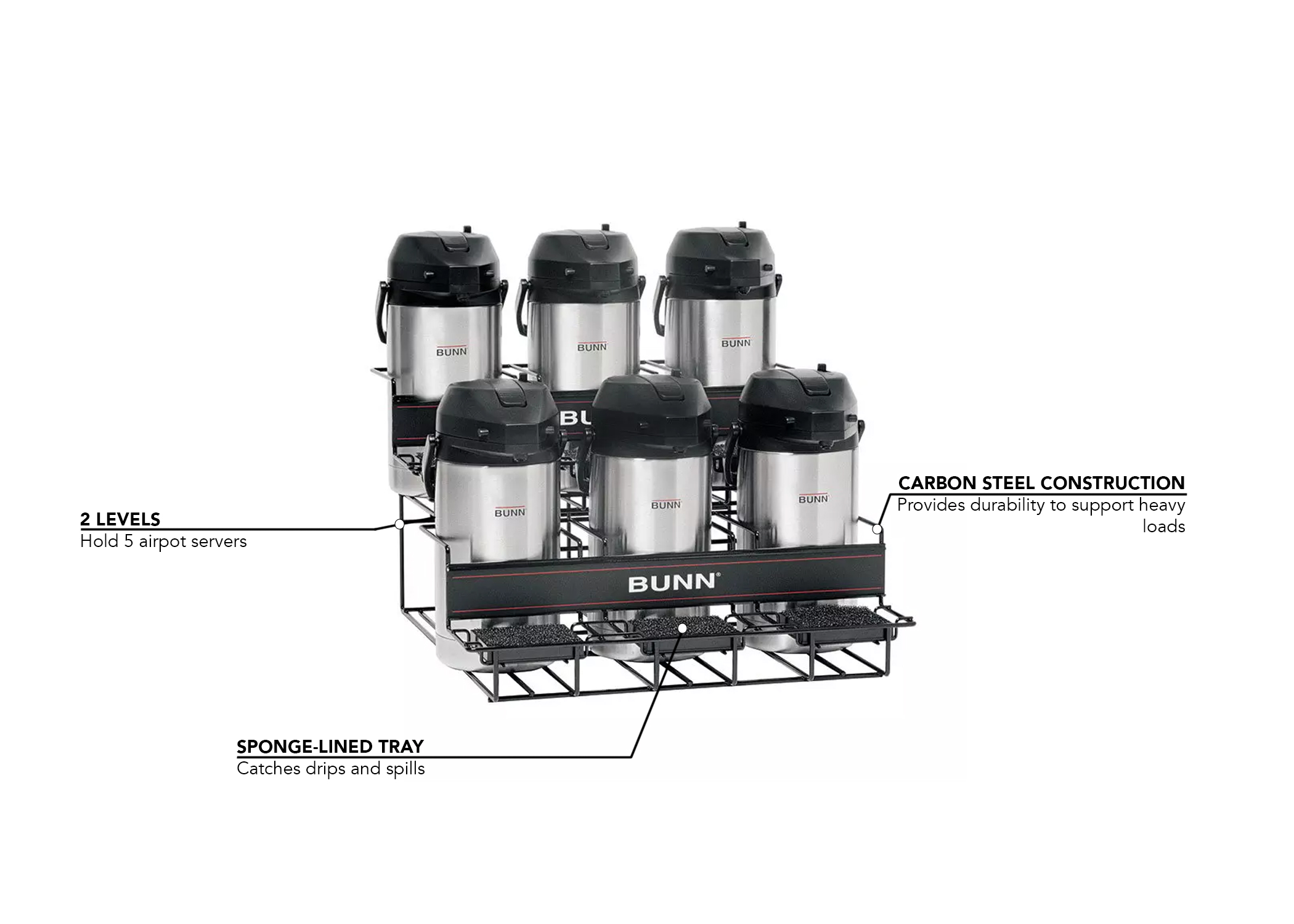 Bunn UNIV-6 APR Universal Airpot Rack, For 6 Airpots, Holds 3 Upper/3 ...