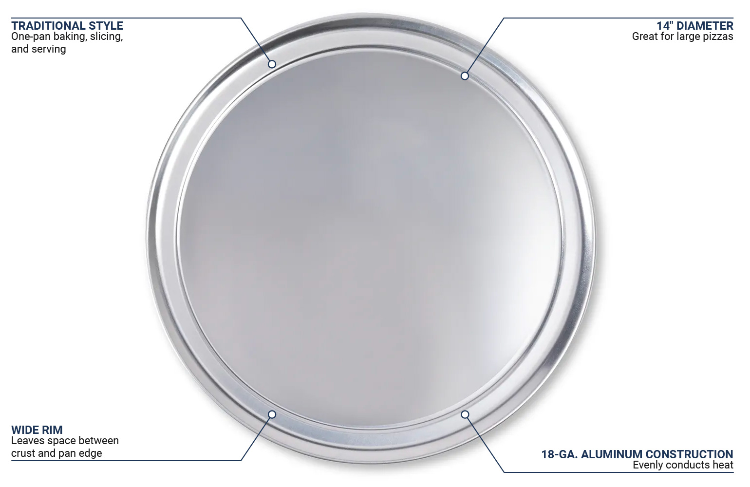 Vollrath WR14 14" Round Wide Rim Pizza Pan, Aluminum