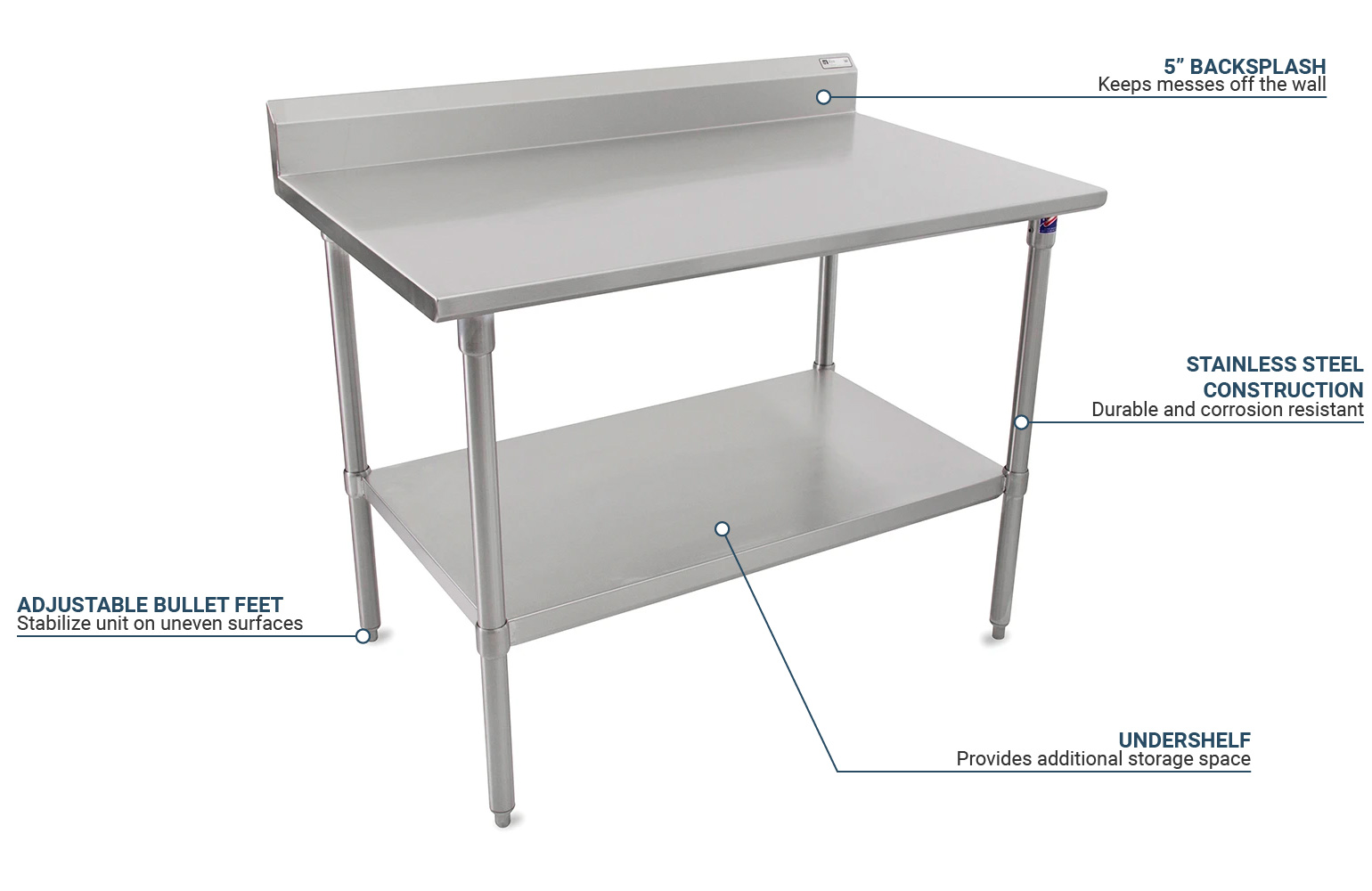John Boos ST6R5-2496SSK-X 96" 16 ga Work Table w/ Undershelf & 300 ...