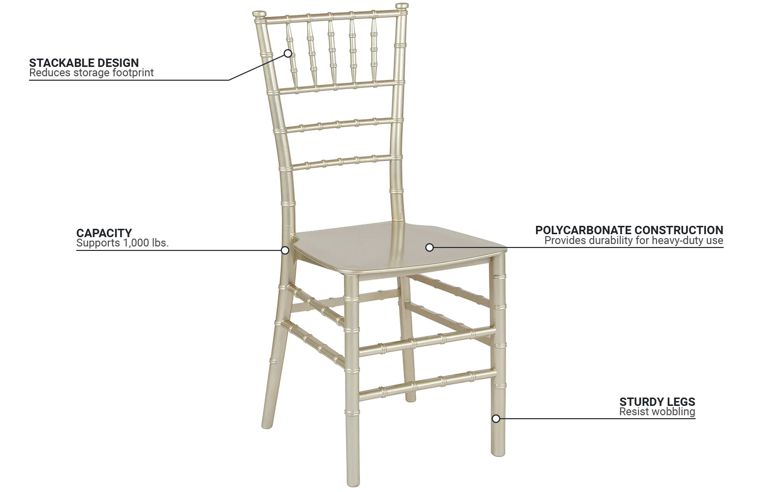 Flash Furniture LE-CHAMP-M-GG Stacking Chiavari Chair - Polycarbonate ...